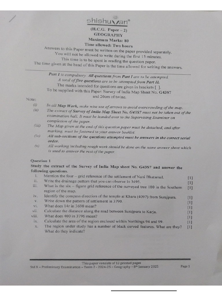 24-25 X Geog Shishuvan | PDF