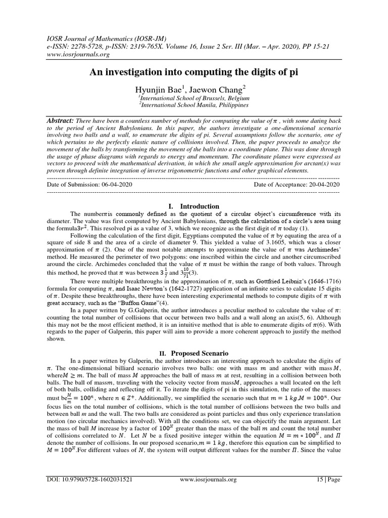 An Investigation Into Computing the Digi | PDF | Collision | Momentum