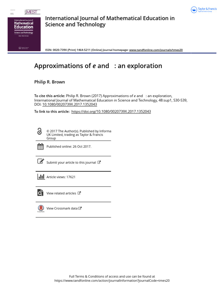 Math Constants: Approximations Explored | PDF | Numbers | Pi
