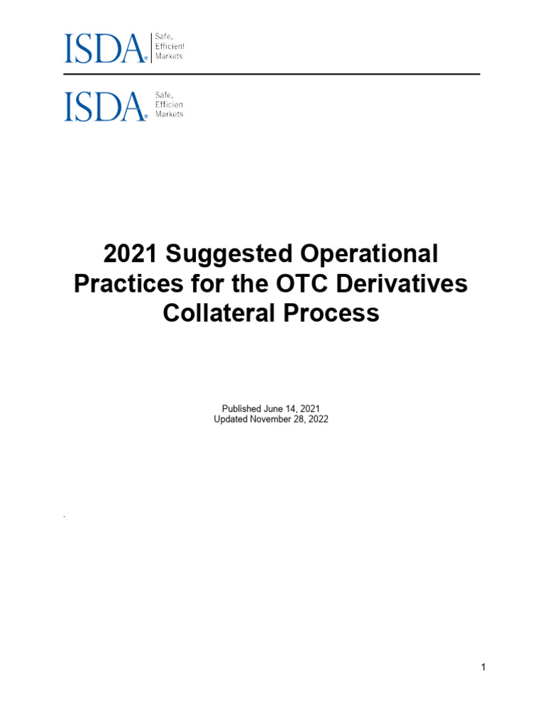 2021 Best Practices For The OTC Derivatives Collateral Process Updated ...