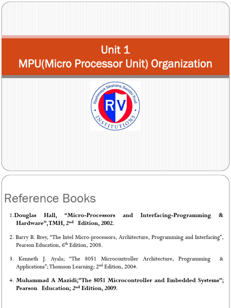 Unit 1 MPU Organization | PDF | Microcontroller | Central Processing Unit