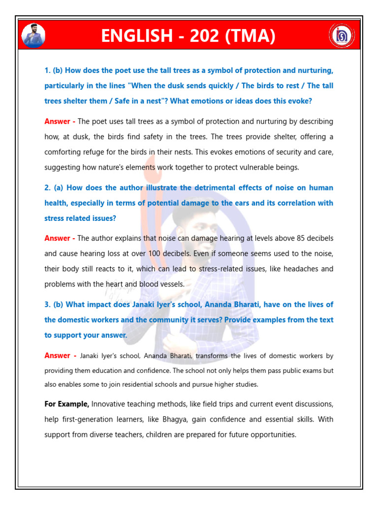 @English 10th TMA | PDF | Noise | Awareness