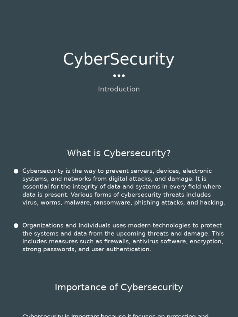 01 CyberSecurity Introduction | PDF | Security | Computer Security