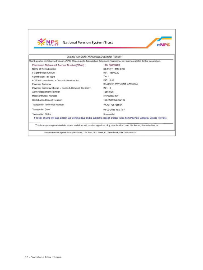 Nps Receipt | PDF