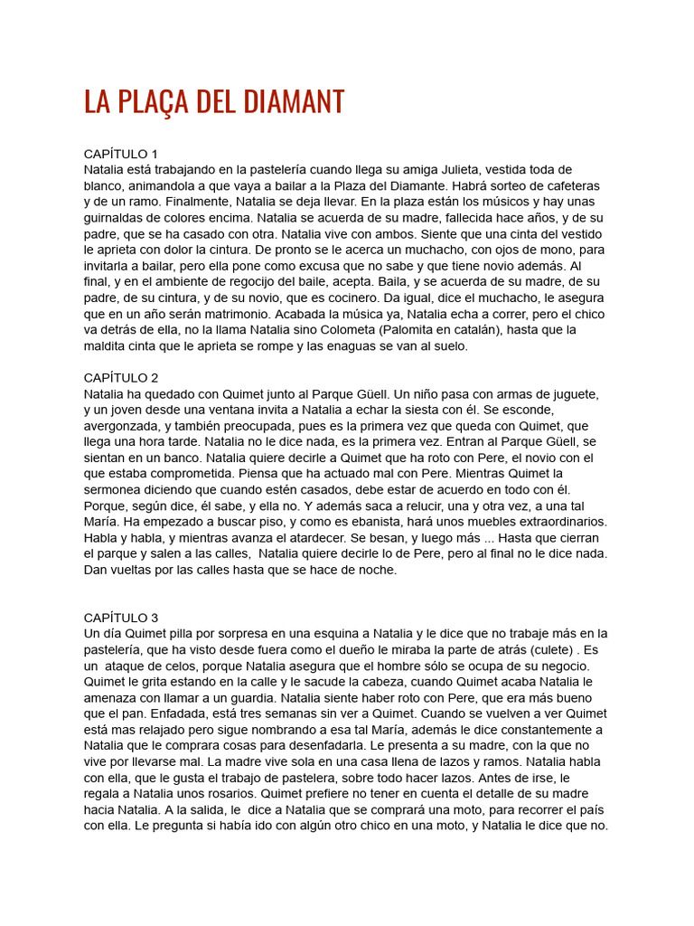 La Plaça Del Diamant | PDF