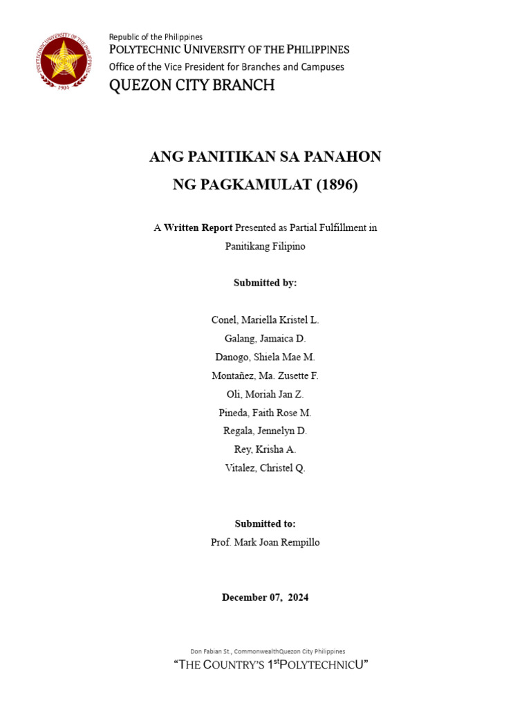 GRP 1 - Panitikan Sa Panahon NG Rebolusyon 1896 | PDF