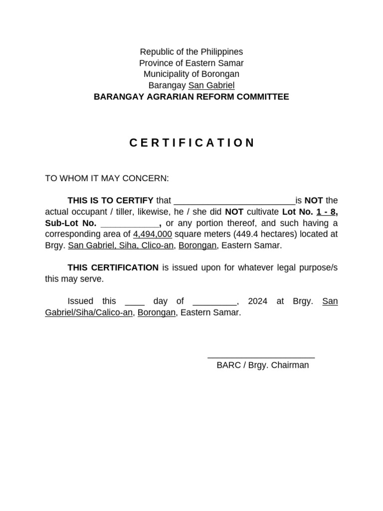 BARC Certification of Non-Tillage | PDF