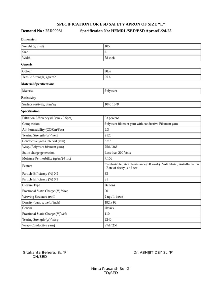 Esds XL Technical Spec L Size..Odt - 1 | PDF