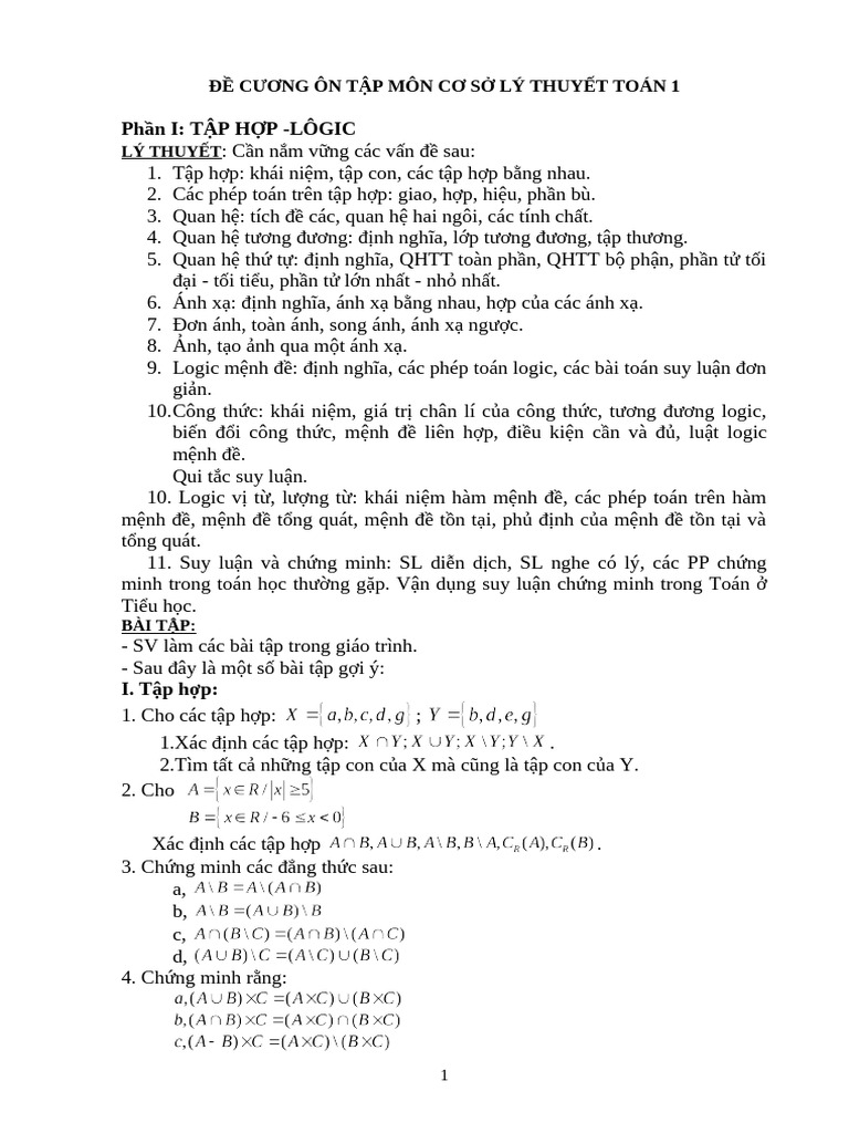 Đề-cương-CSLT-Toán-1 | PDF
