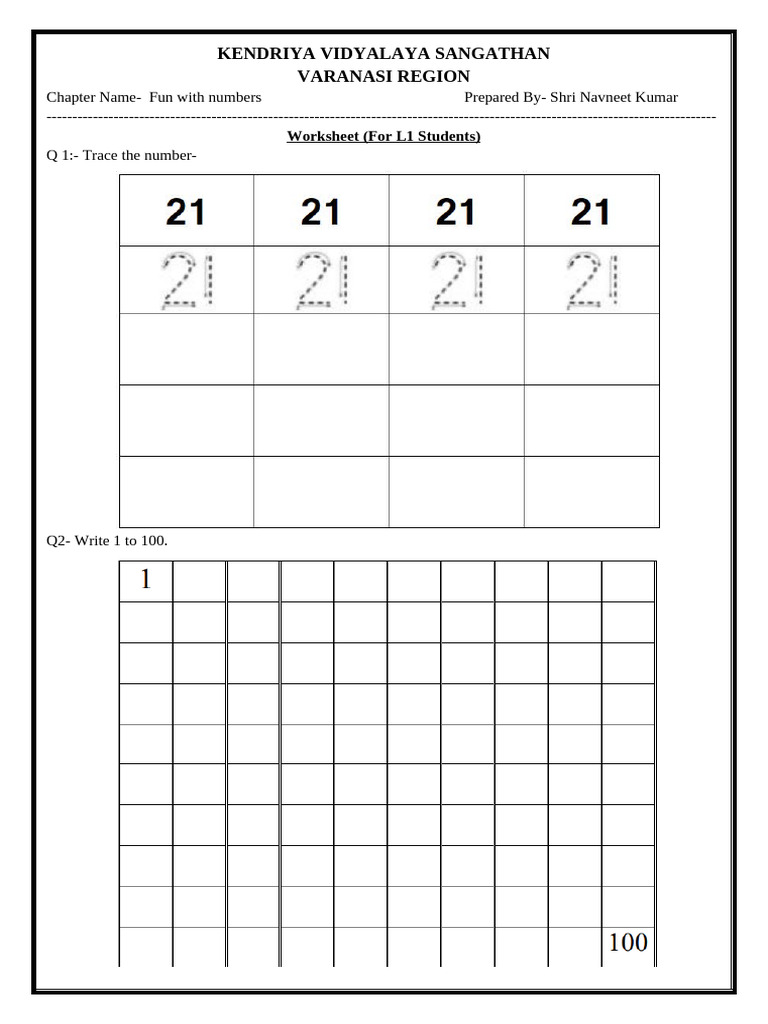 CHAPTER 8 Fun with numbers (Worksheet for L1 Students) | PDF