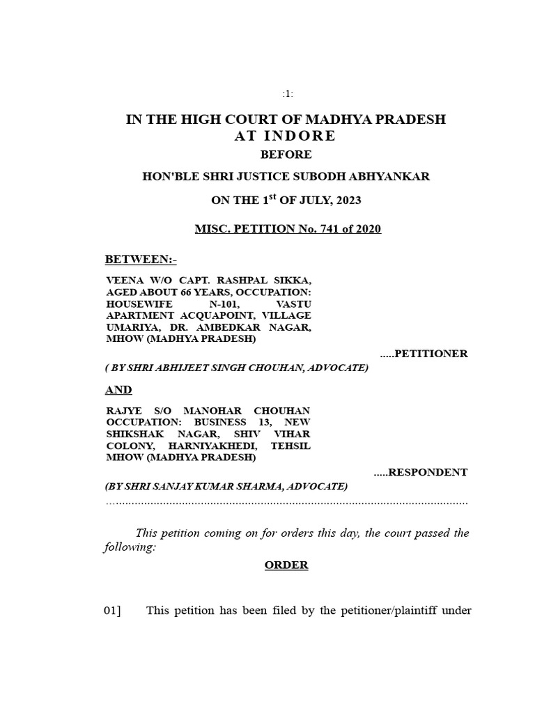 MP 741 2020 FinalOrder 01-Jul-2023 | PDF | Cheque | Payments