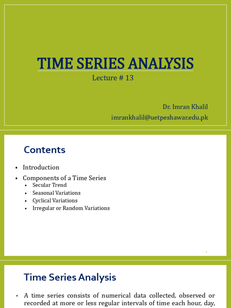 ASDS-Lecture # 13 Time Series Analysis | PDF | Seasonality | Least Squares ASDS-Lecture # 13 Time Series Analysis | PDF | Seasonality | Least Squares