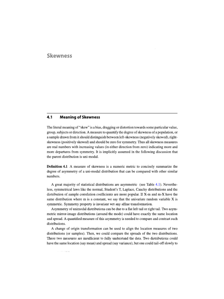 Skewness Calculation in R with Moments | PDF