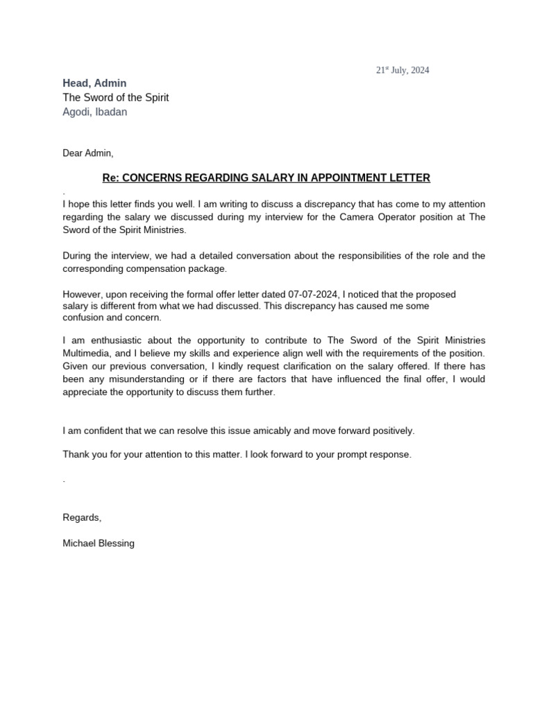 Blessing Michael Cover Letter | PDF