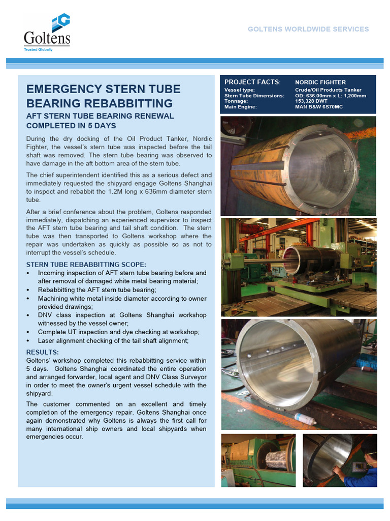 Stern Tube Rebabbitting for Nordic Fighter | PDF | Oil Tanker | Ships