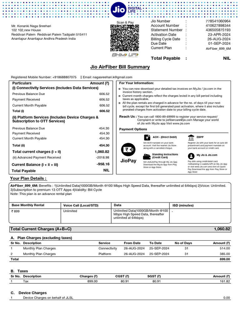 August Fiber Bill | PDF | Payments | Banks