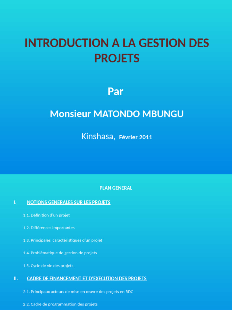 Introduction à la gestion de projet | PDF | Planification | Gestion de ...