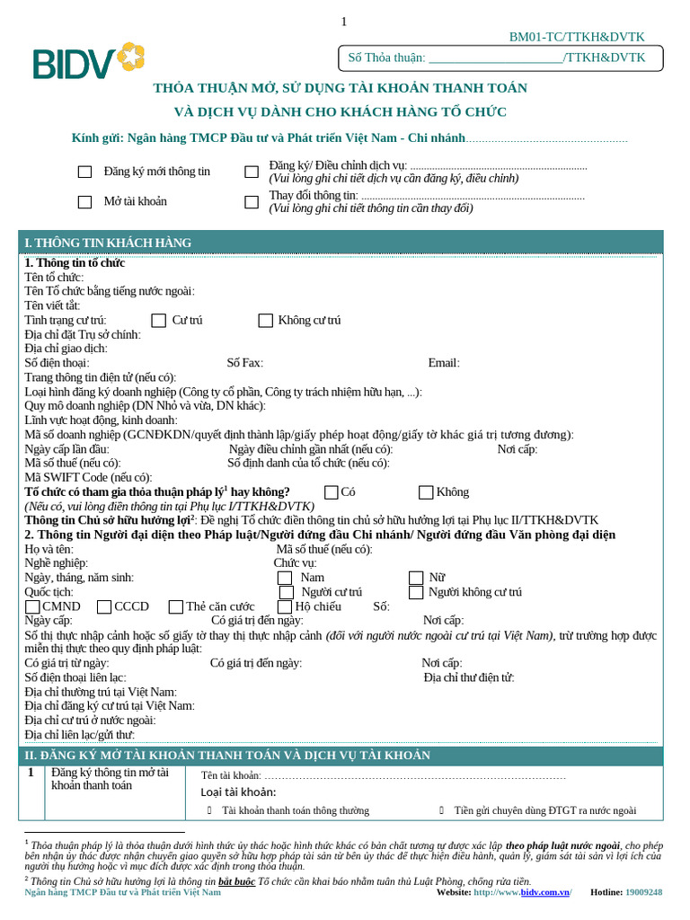 Thoa Thuan Mo Su Dung TKTT Va Dich Vu | PDF