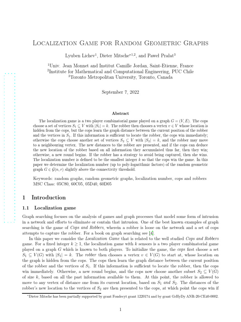 Localization Game For Random Geometric Graphs | PDF | Vertex (Graph Theory) | Square Root