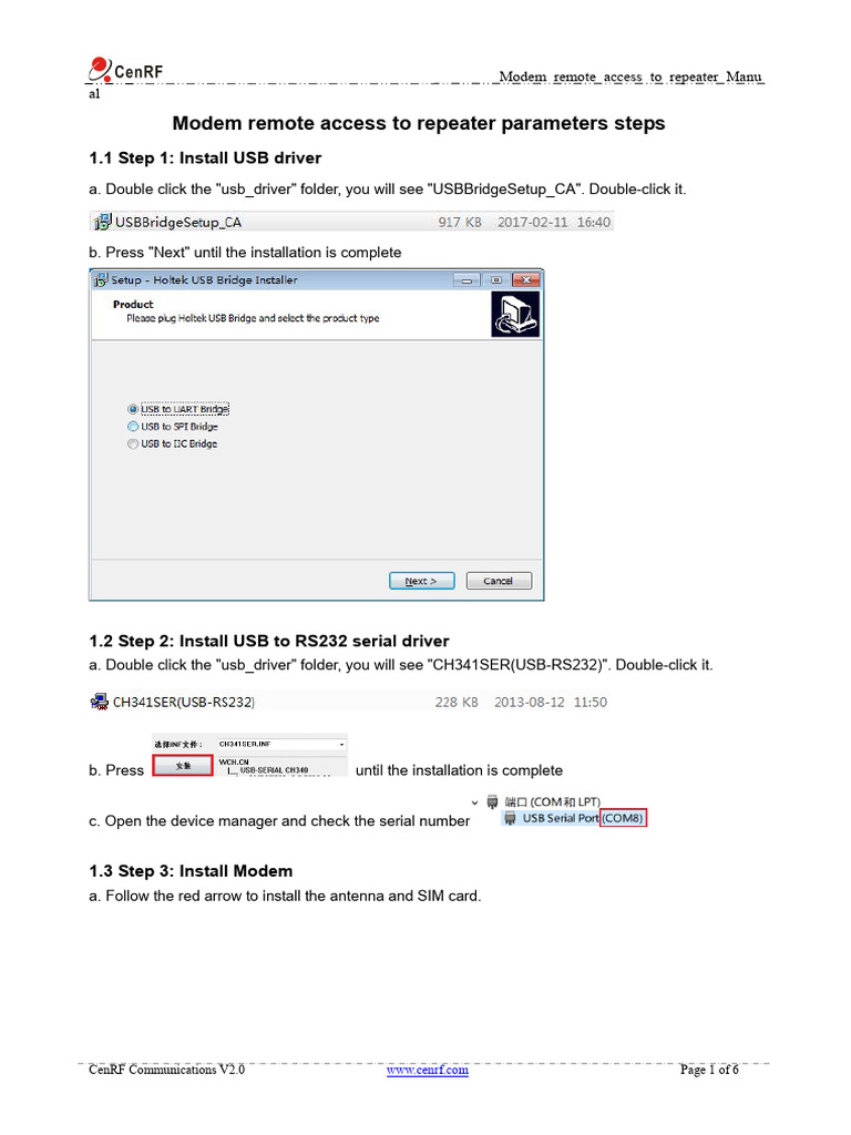 Modem Remote Access Setup Guide | PDF | Modem | Usb