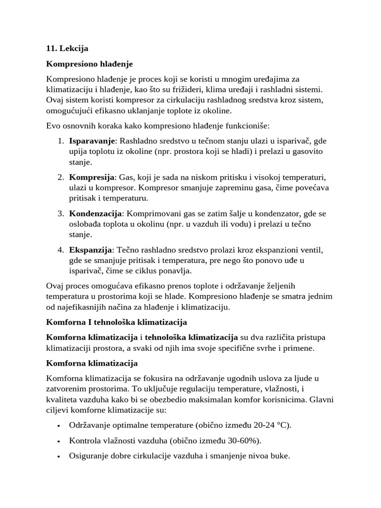 Lekcija Komforna I Tehnološka Klimatizacija | PDF