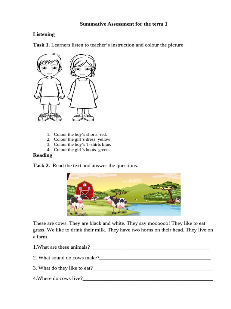 Term 1 Summative Assessment Tasks | PDF