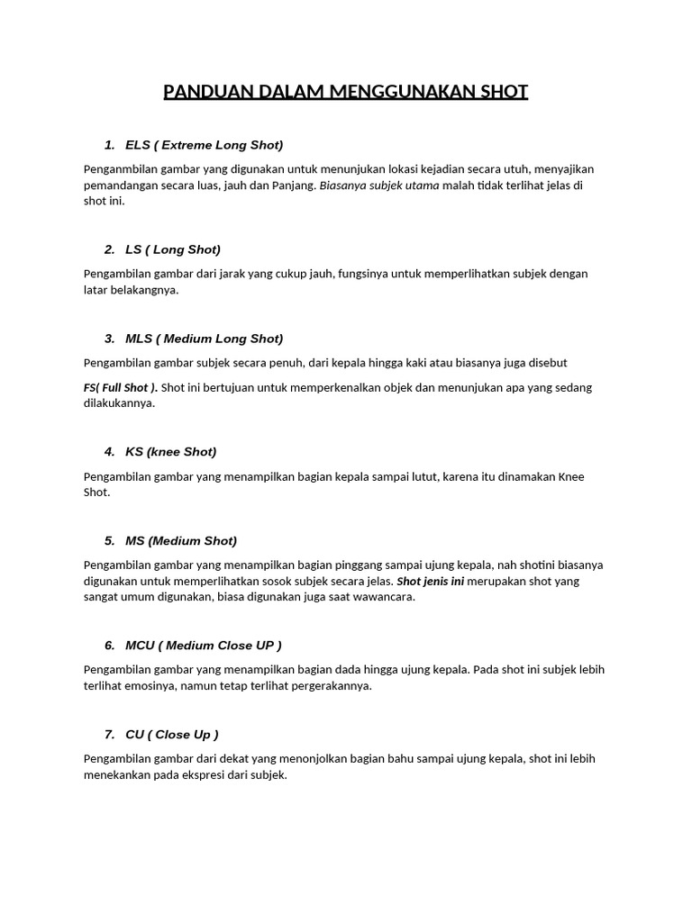 Panduan Dalam Menggunakan Shot | PDF