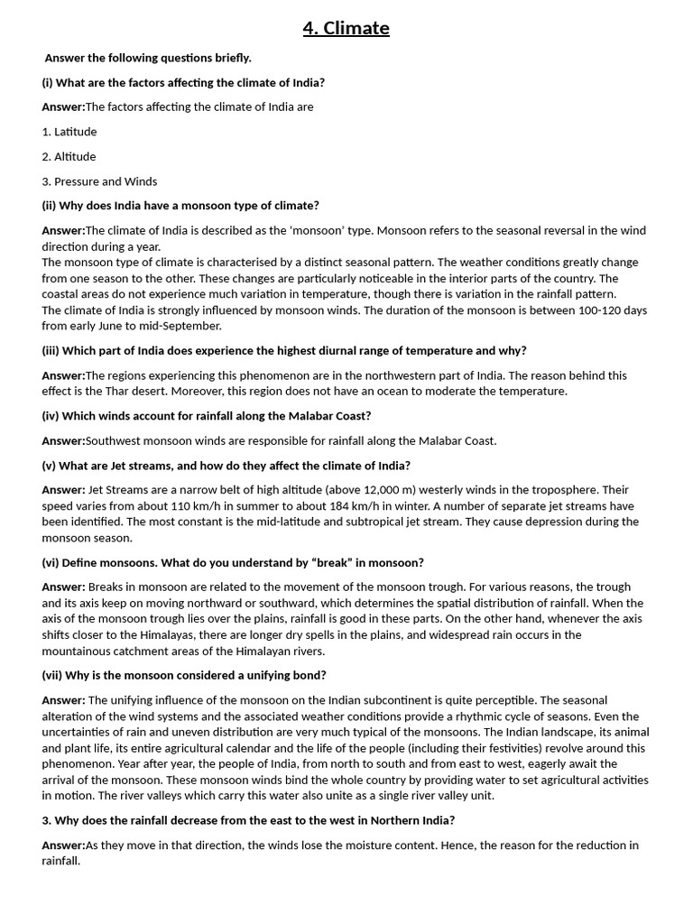 Climate | PDF | Monsoon | Rain