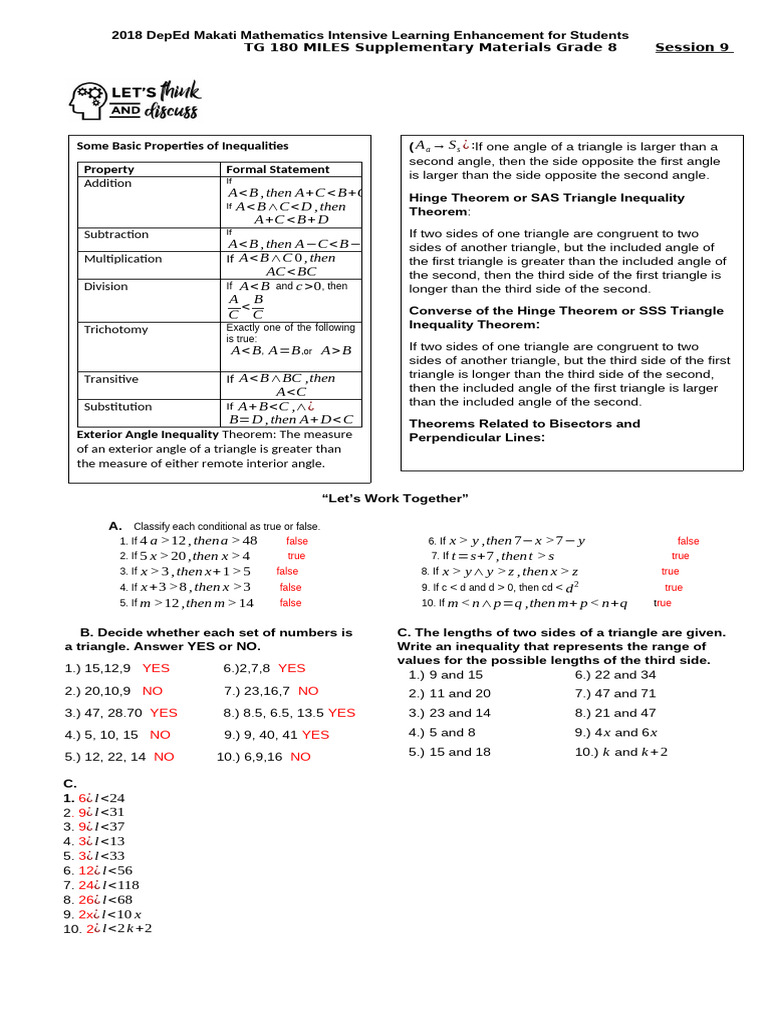 180 MILES Math 8 Session 9 Teachers Guide | PDF | Euclidean Geometry ...