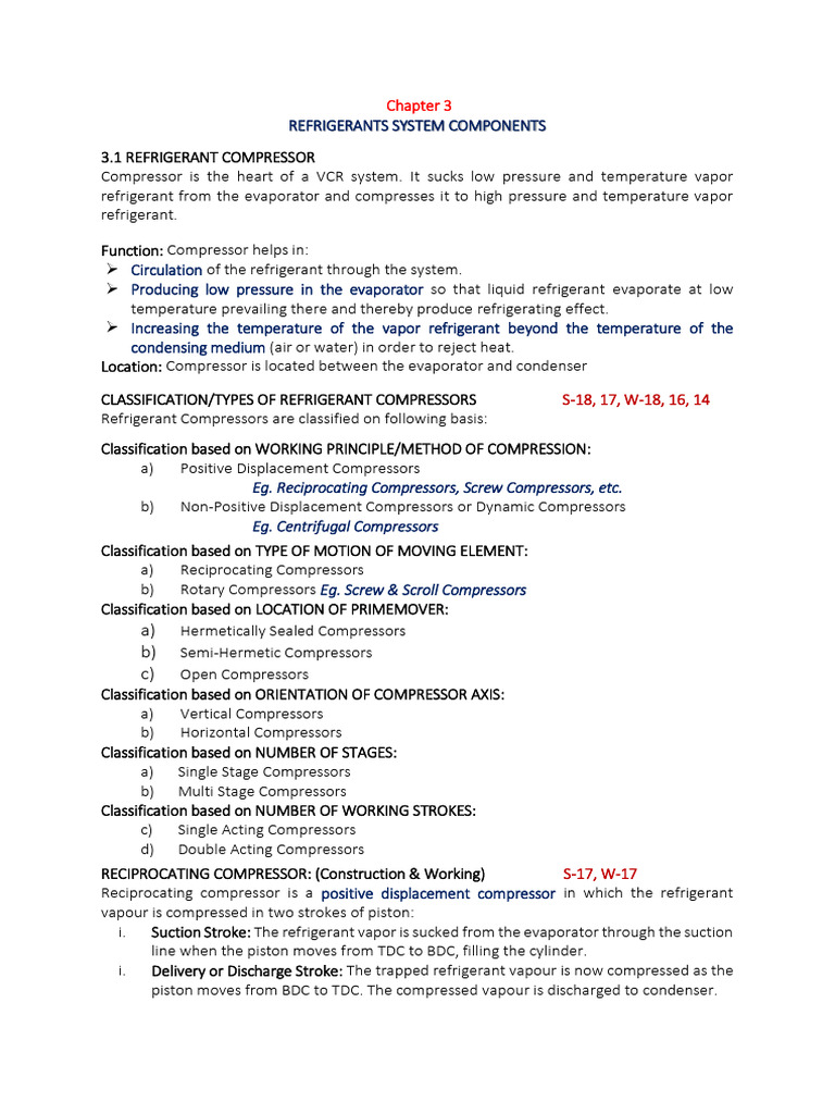 Chapter 3 Ref Components Notes | PDF | Heat Exchanger | Air Conditioning
