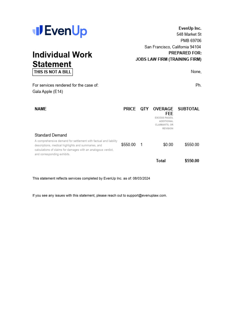 EvenUp Inc. Settlement Demand Statement | PDF