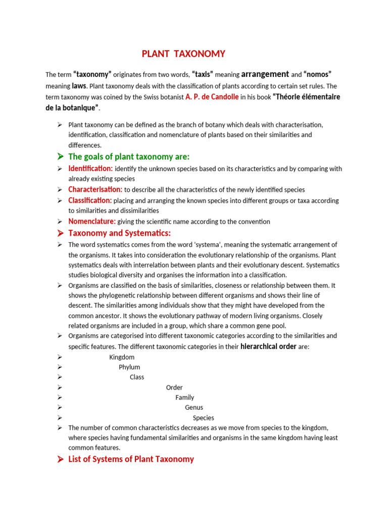 Botany%20Taxonomy-1-WPS%20Office | PDF | Taxonomy (Biology) | Flowers