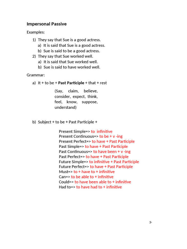 Impersonal Passive | PDF