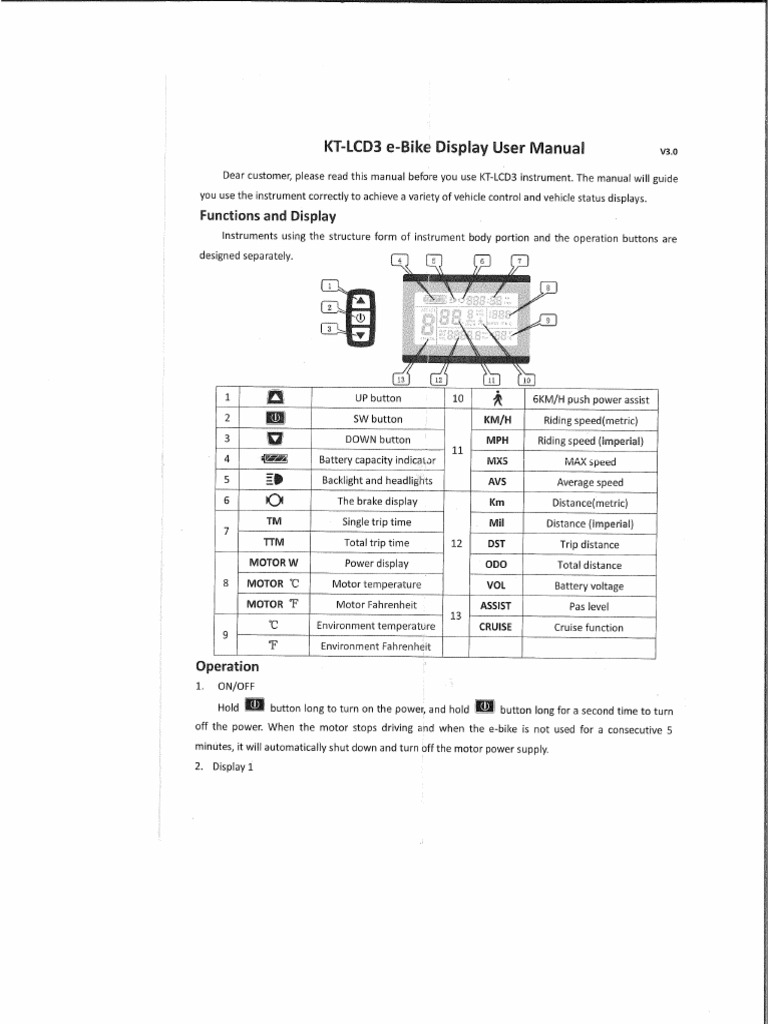 KT LCD3 e Bike Display User Manual v3.0 | PDF | Electrical Engineering ...