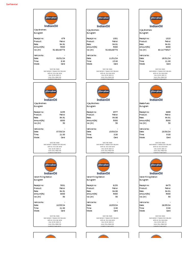 Petrol Invoice-Sunil Kumar Dinodiya | PDF | Filling Station | Gasoline