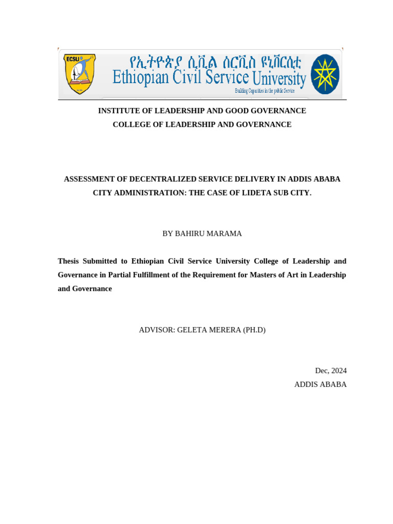 Bahiru Final34) | PDF | Governance | Health Care