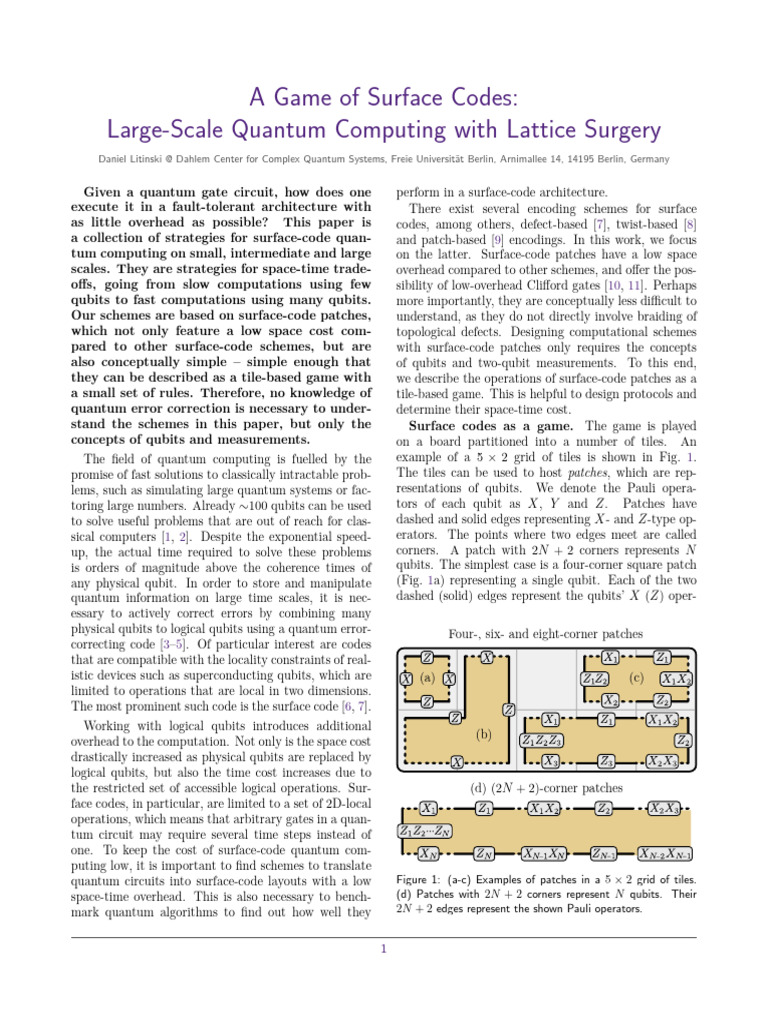 Quantum Computing with Surface Codes | PDF | Quantum Computing ...