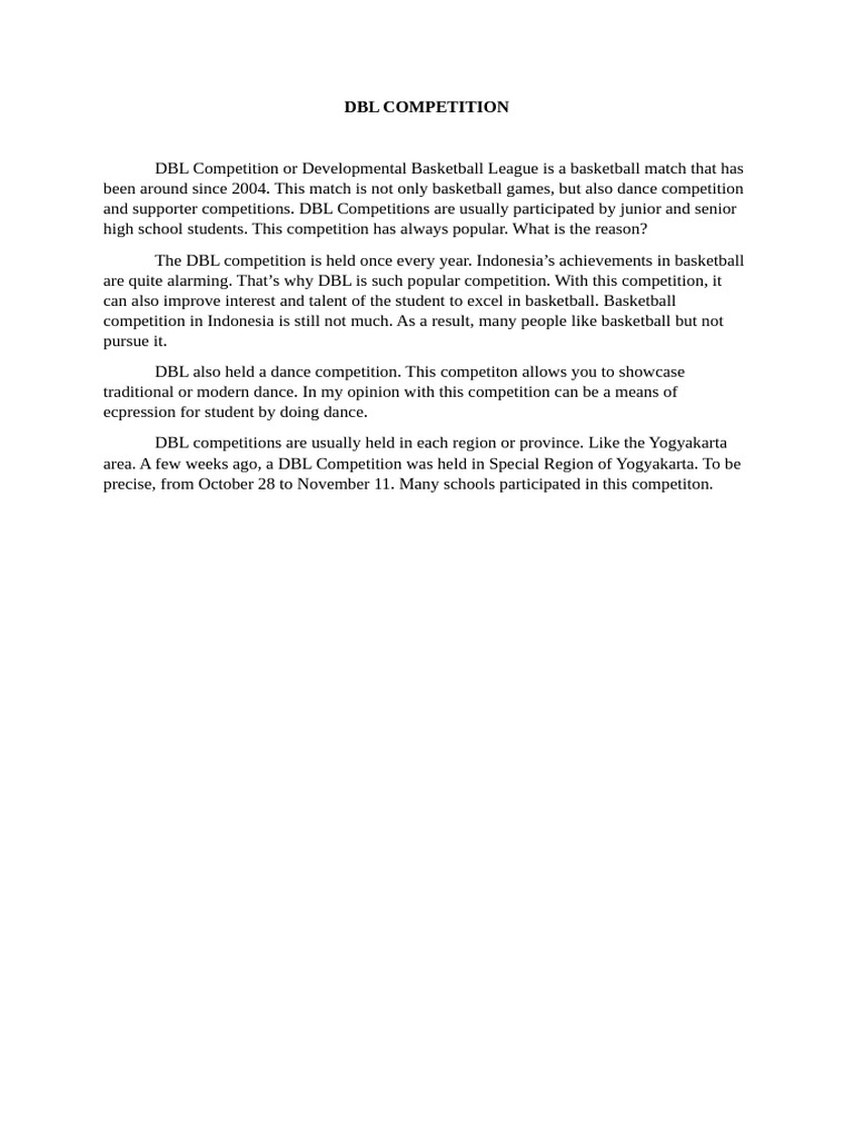 DBL Competition | PDF