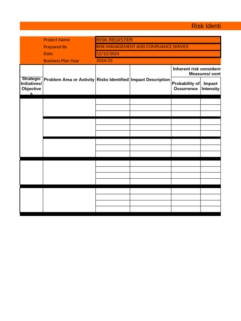 Draft Risk Register Format | PDF
