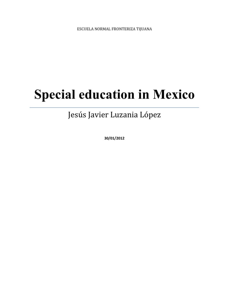 Special Education in Mexico | PDF | Special Education | Inclusion ...