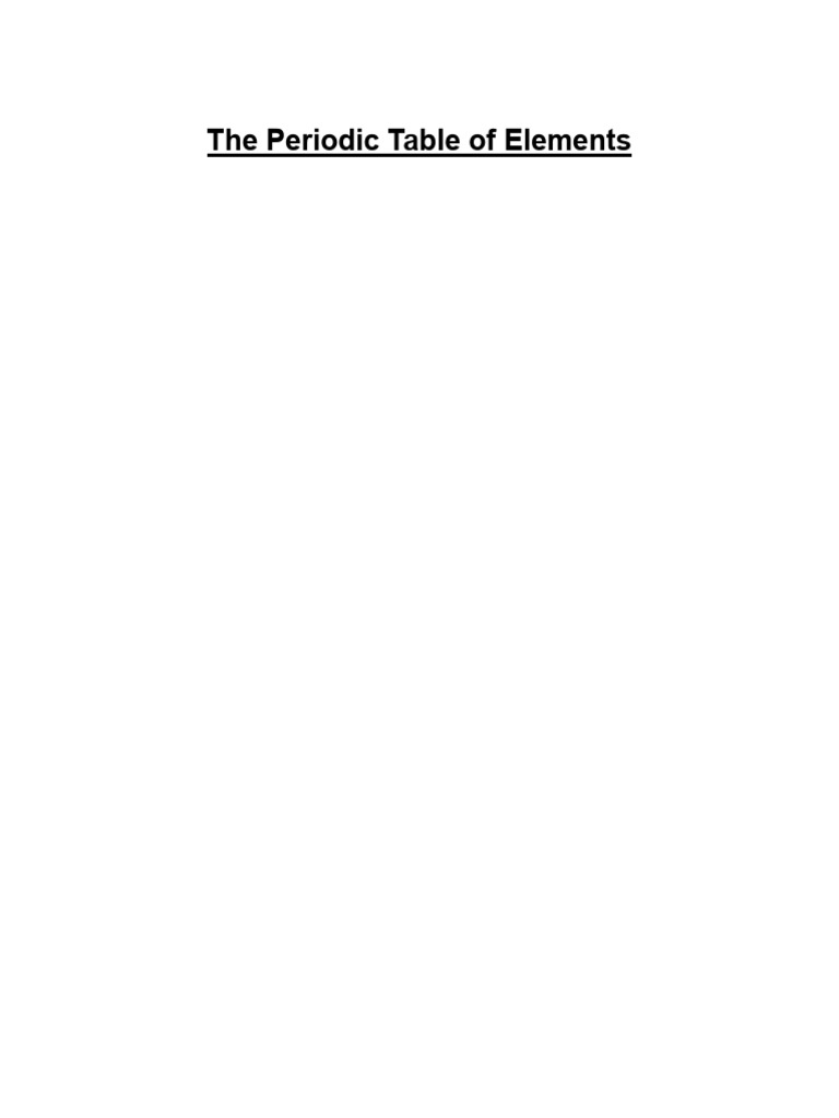 Periodic Table of Elements Overview | PDF | Chemical Elements | Sets Of ...