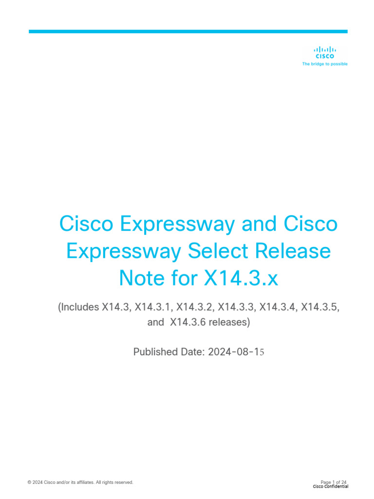 Cisco Expressway and Cisco Expressway Select Release Note X14 3 X | PDF ...