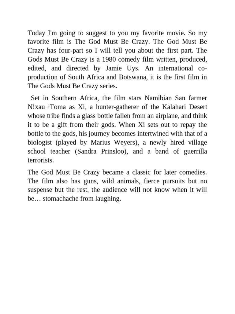 The God Must Be Crazy | PDF