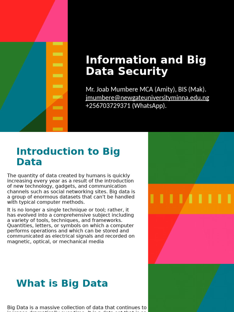 Introduction to information and big data security | PDF | Big Data | Analytics