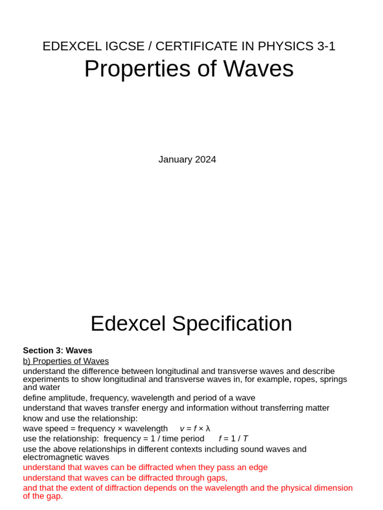 Properties of Waves in Physics IGCSE | PDF | Waves | Hertz