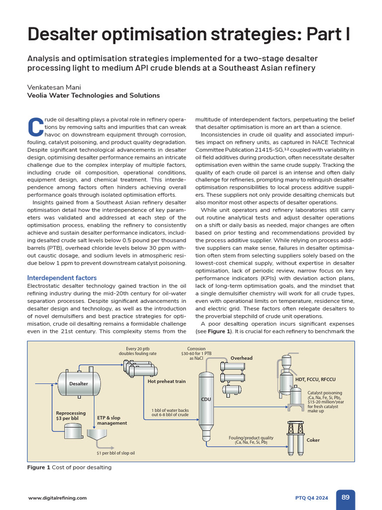 Crude Oil Desalter Optimization Strategies | PDF | Oil Refinery | Petroleum