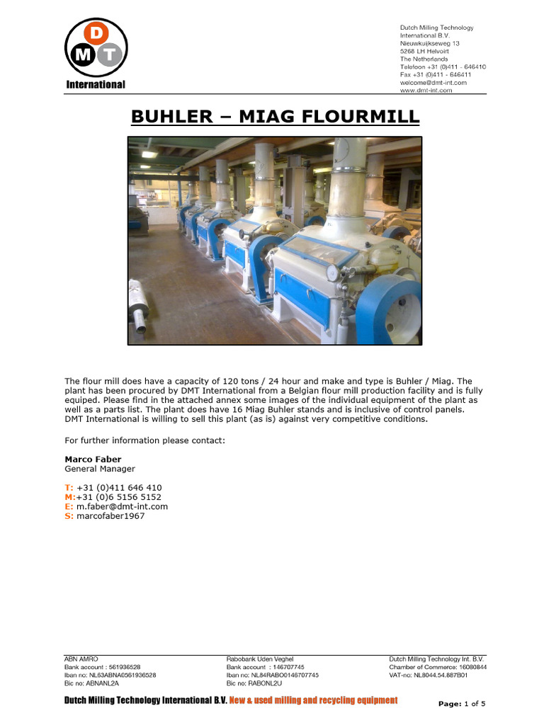 Buhler Miag Flour Mill for Sale | PDF