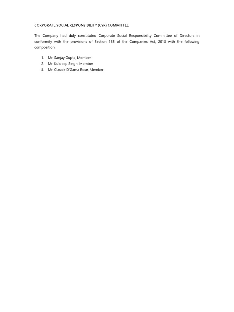 CSR Committee Composition Details | PDF
