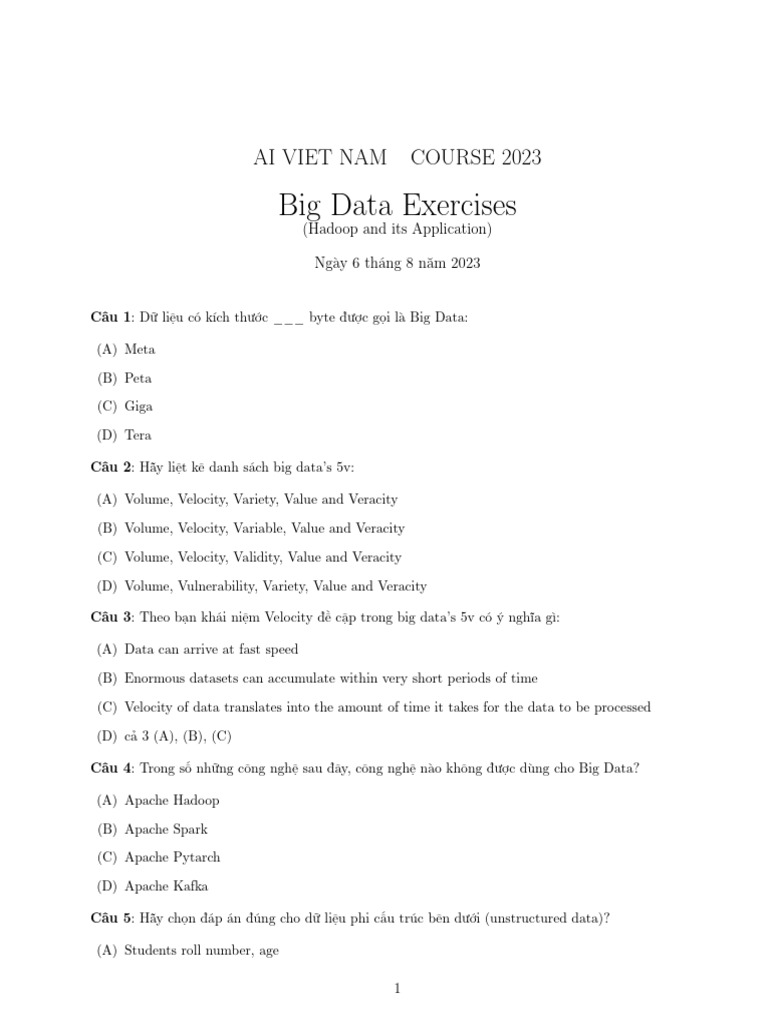 Big Data 20 08 Excercise 1 | PDF