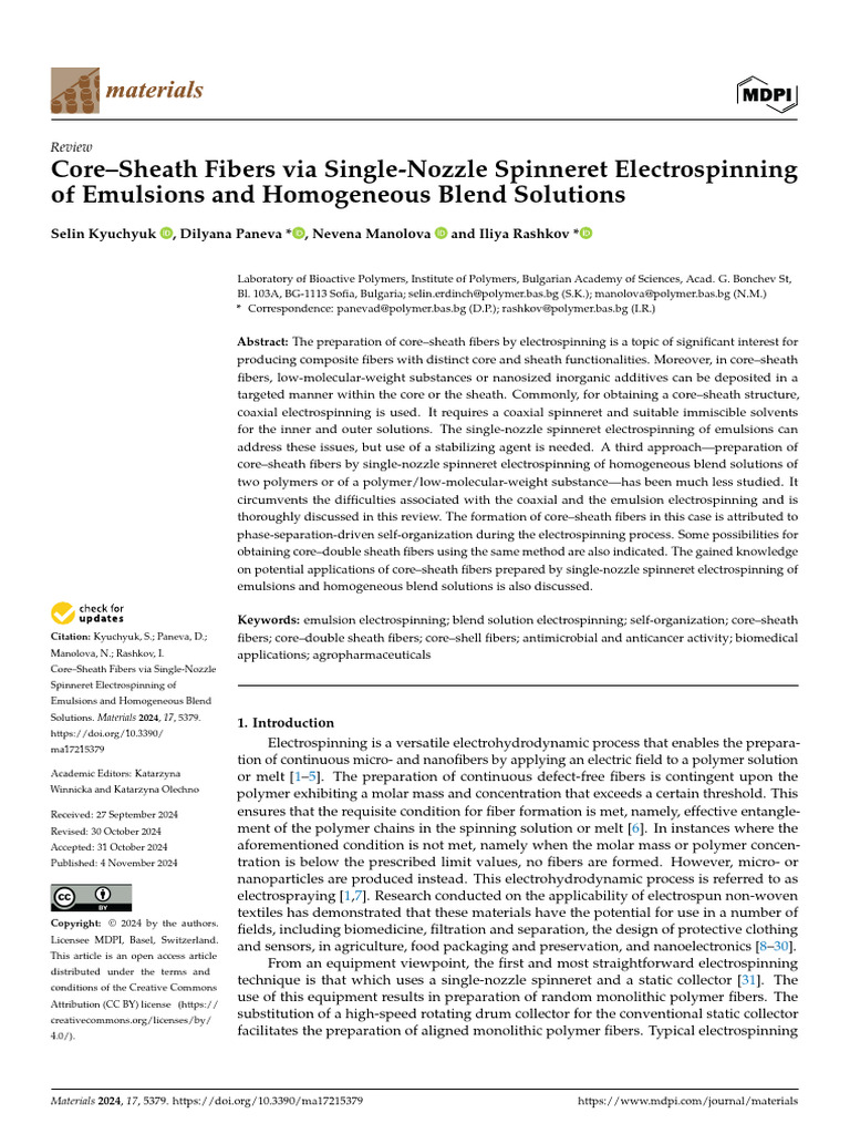 Core-Sheath Fibers Via Single-Nozzle Spinneret Electrospinning of ...